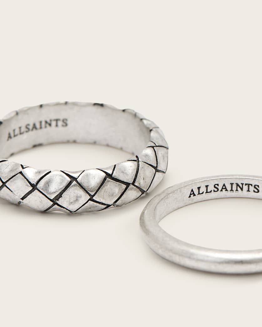 Adler Texture Ring Set WARM SILVER | ALLSAINTS